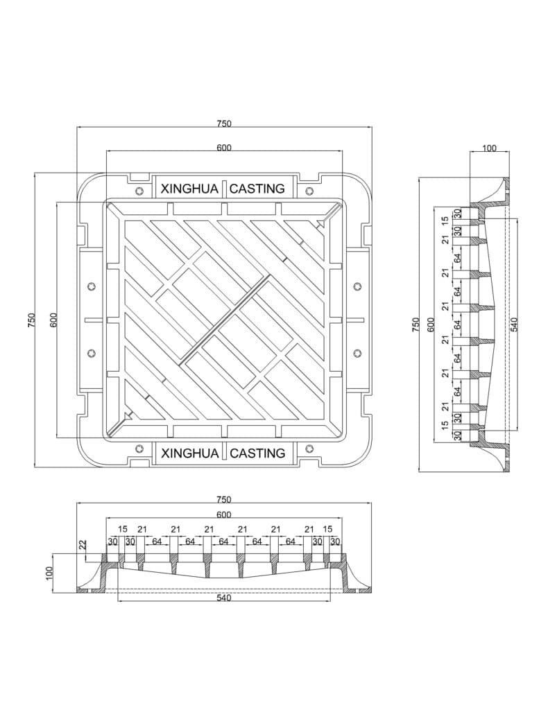 600*600(mm)Gully Grates,Bolt-on Frame