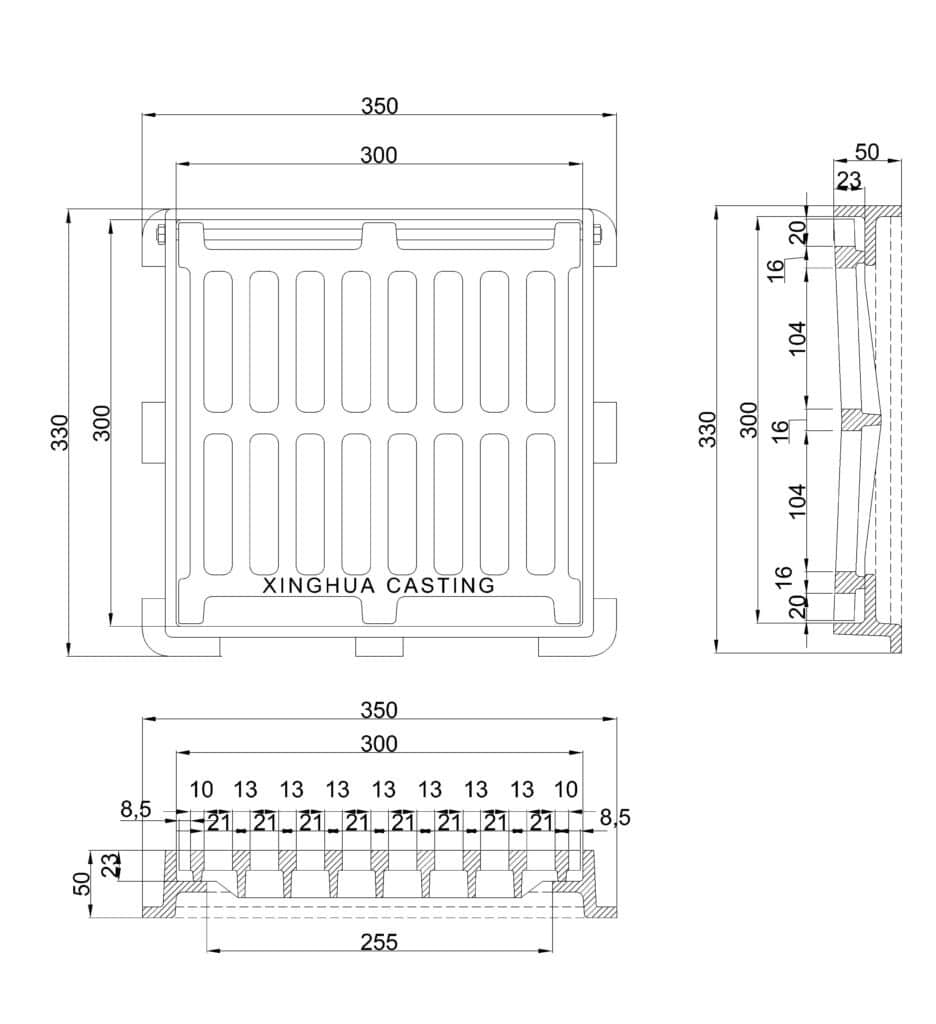 300*300(mm)Gully Grates,Dished Grating,Captive Hinge