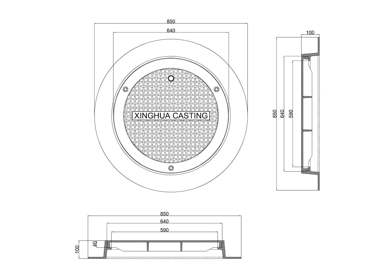 Φ640(mm)Round Manhole Cover,Tall Bolted