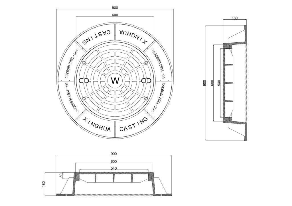 Φ600(mm)Round Manhole Cover,Tall Bolted,Bolt-on Frame
